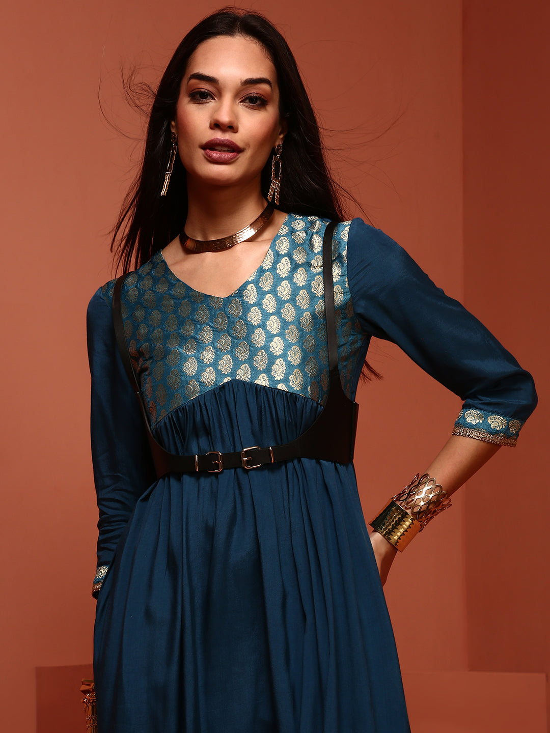 Teal Shantoon Gathered Kurta – Imara