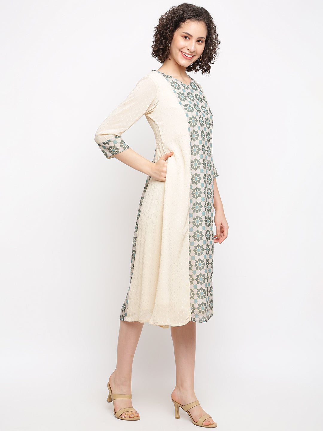 Off-white A-line Printed Dress – Imara